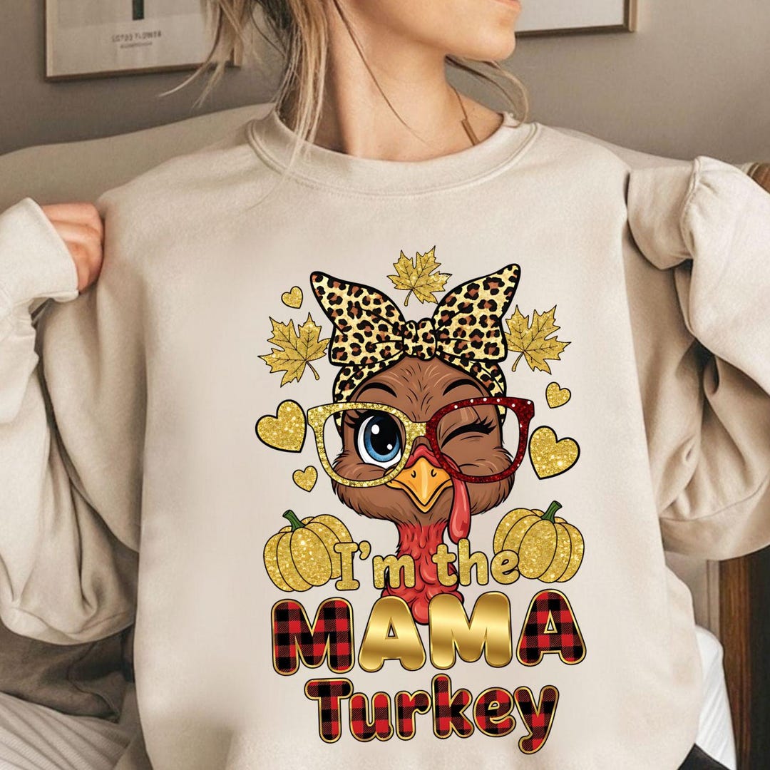 Mama Turkey Thanksgiving 2025 PNG: Matching Family Fall Shirt Design ...