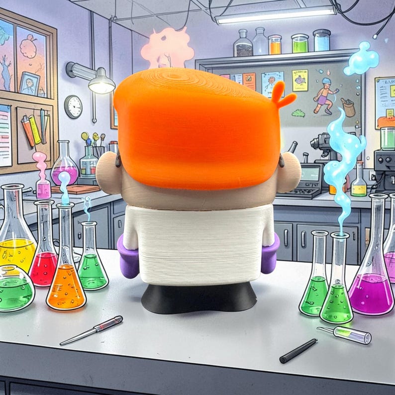 Retro 90s Inspired Boy Genius Cartoon Scientist Figurine | Collectible ...