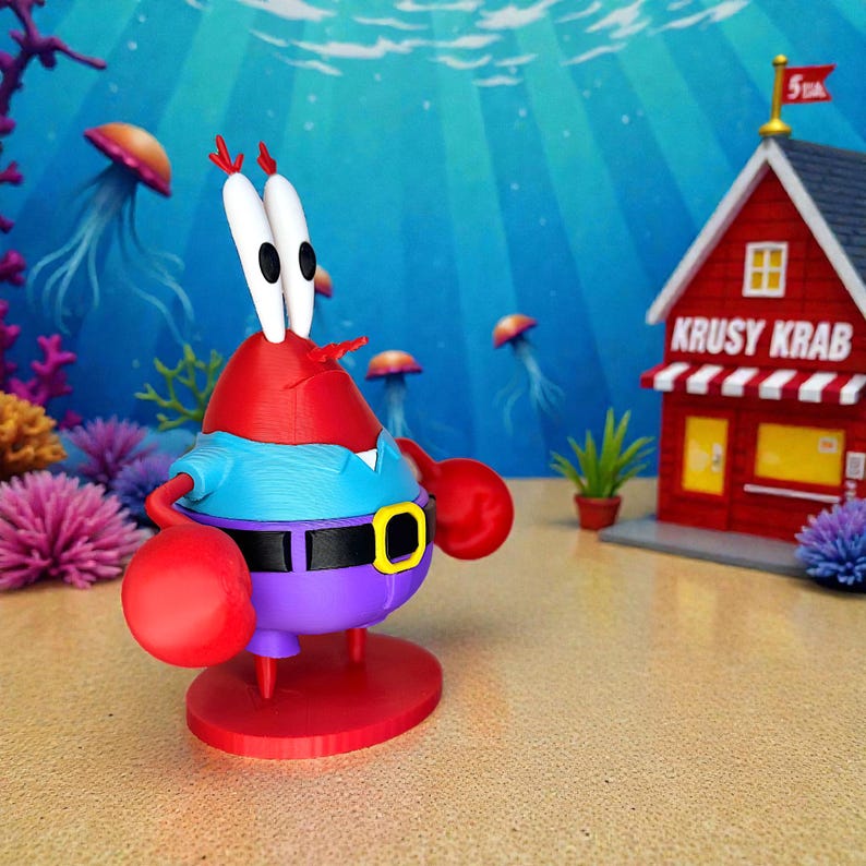 Cute Cartoon Inspired Crab Desk Buddy Figurine, Whimsical 3D Printed ...
