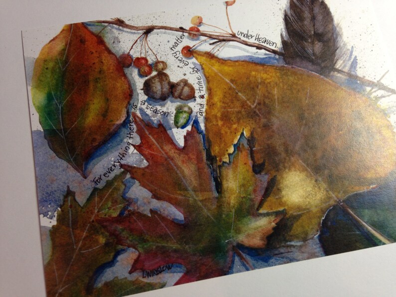 5 Fall Cards Watercolor Prints - Etsy
