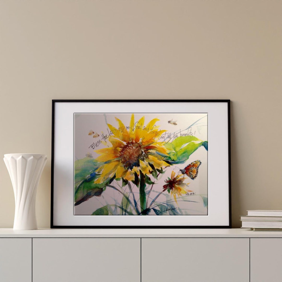 Bless the Lord Watercolor Print, Matted Psalm 103 Art, Farmhouse Wall ...