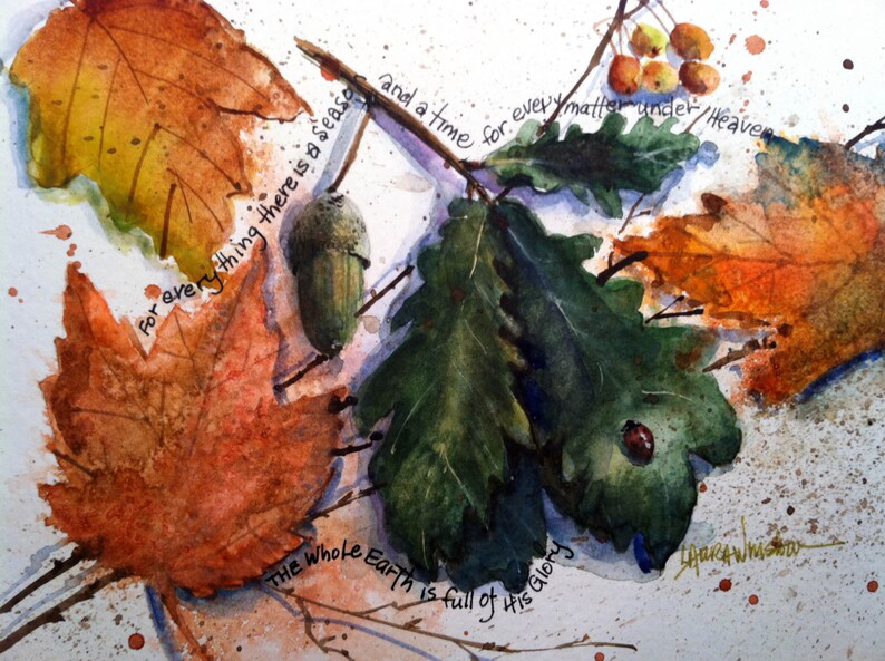 5 Fall Cards Watercolor Prints - Etsy