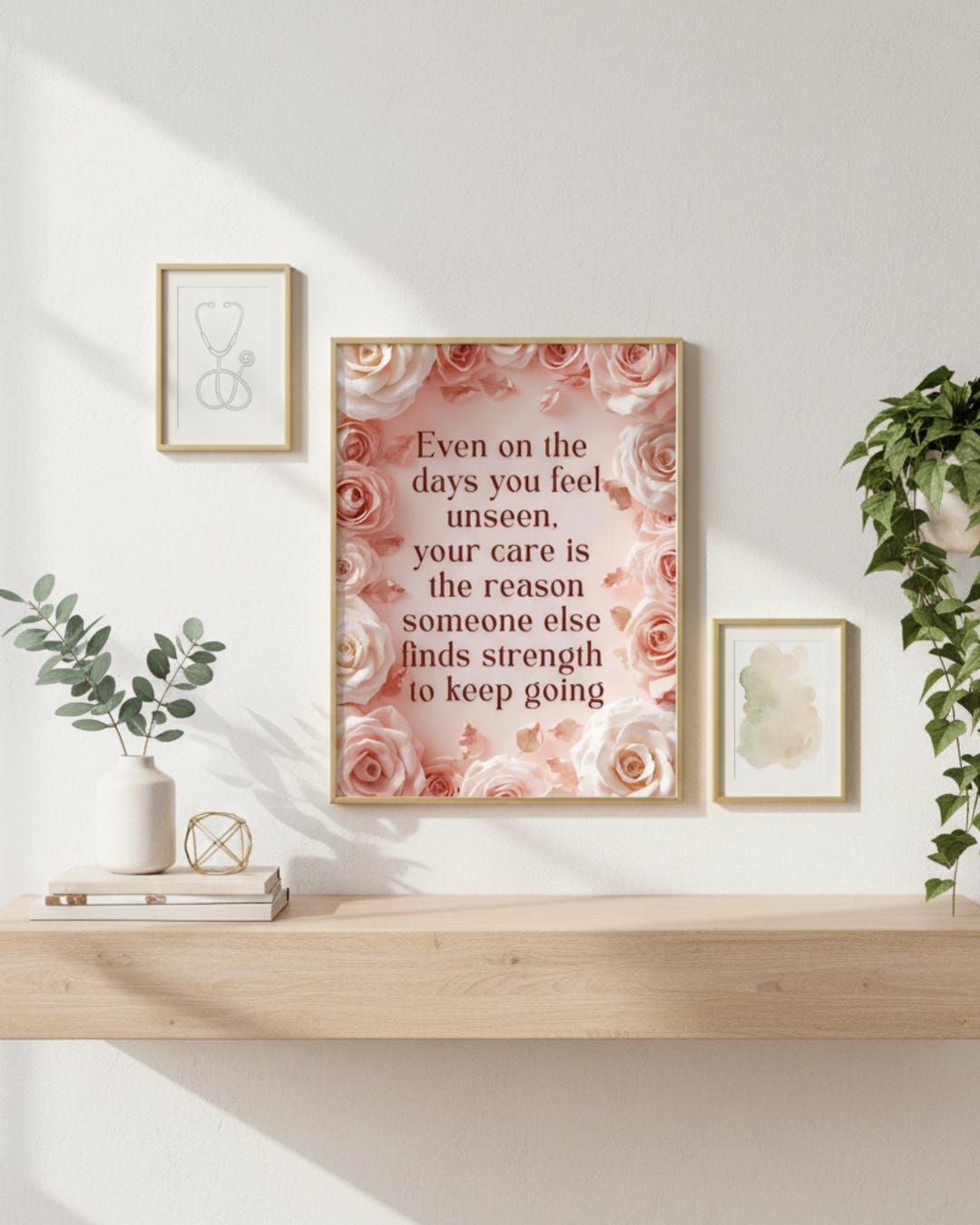 Unseen Nurse Care Wall Art | Emotional Validation Rose Floral Gift ...