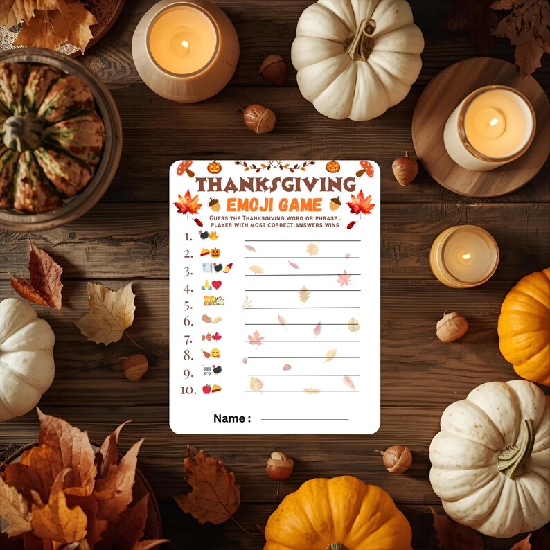 Thanksgiving Emoji Game Printable – Fall Party Game for Kids and Adults ...