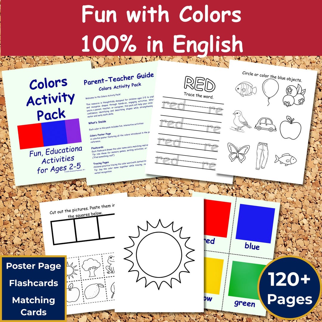 English Preschool Colors Activity Pack | Ages 2-5 | 120+ Pages ...