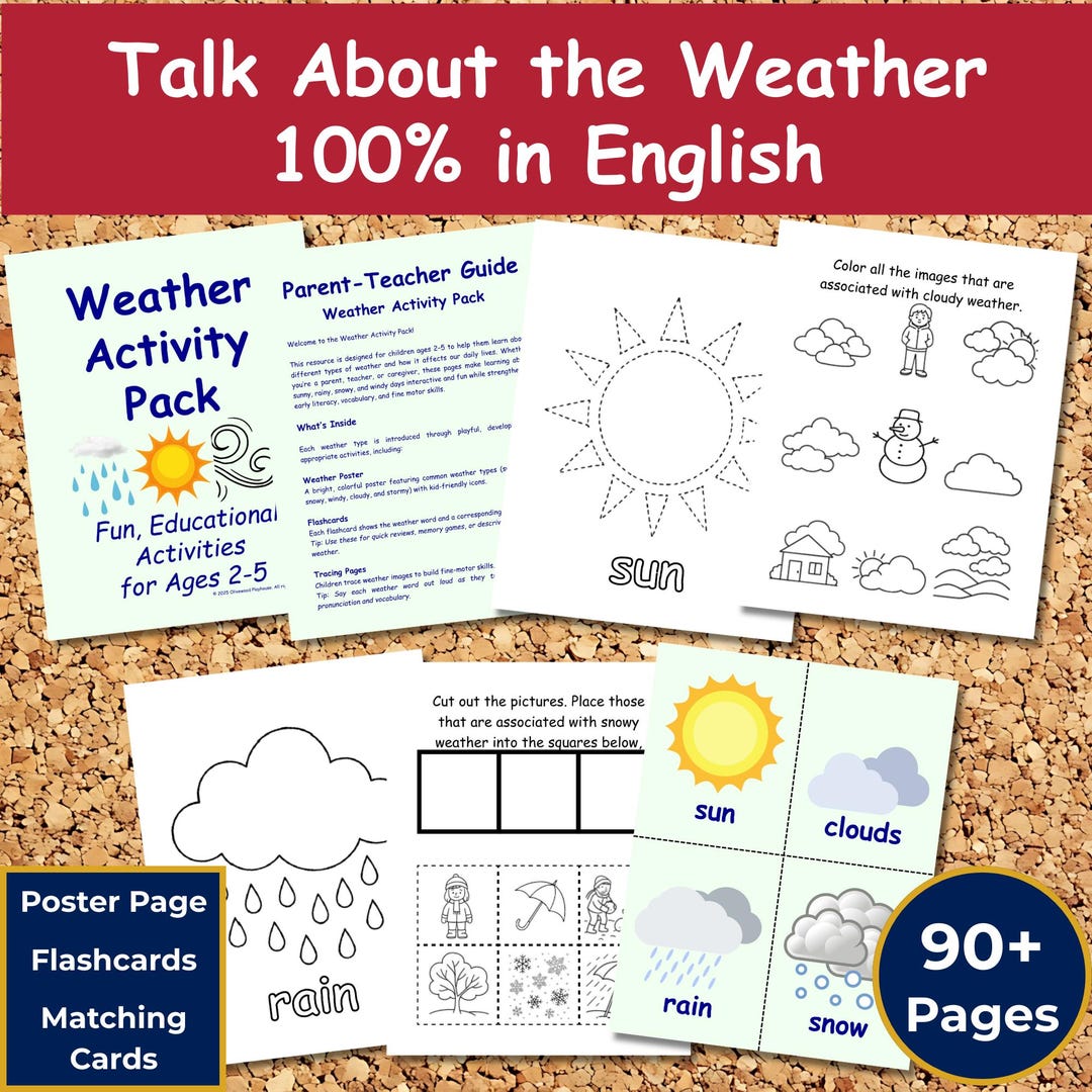 English Weather Activity Pack | 80+ Pages | Preschool Calendar ...