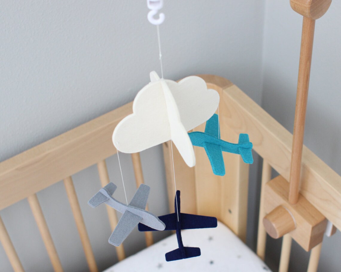 Small Mobile Airplane Crib Mobile 100% Merino Wool - Etsy