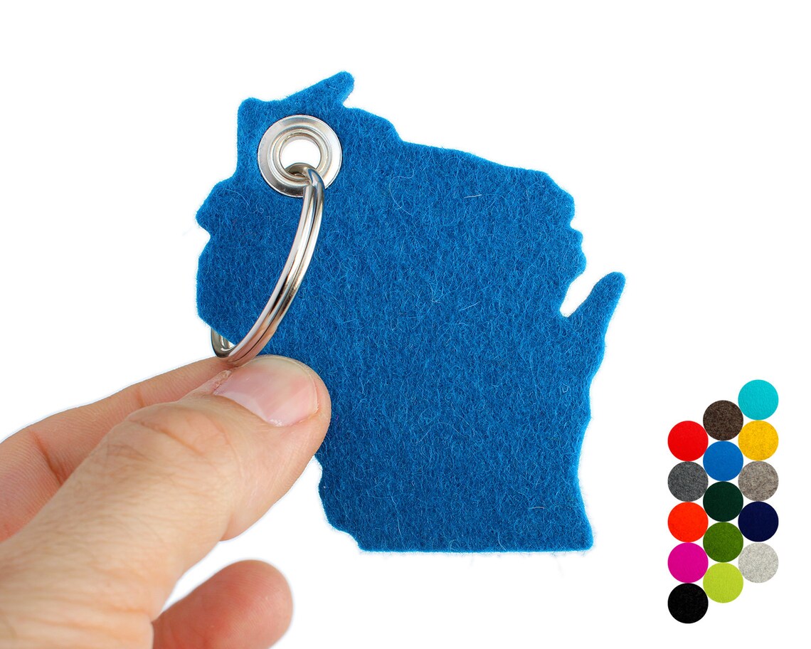 Wool Felt Wisconsin Key Fob Wisconsin Gifts Wisconsin Key - Etsy