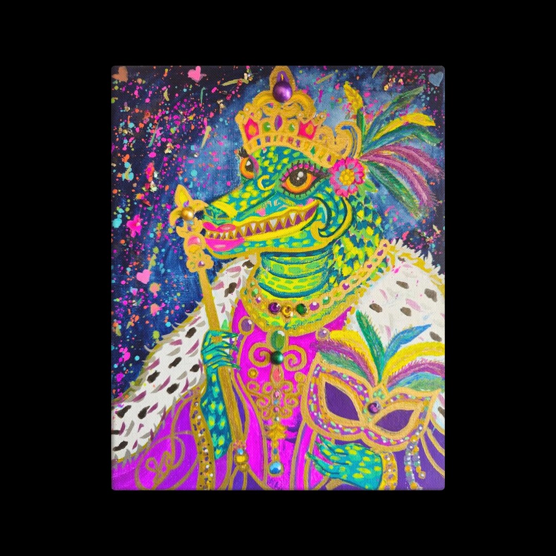 Magnolia, Queen of Mardi Gras, Canvas Print of an Original Mixed Media ...