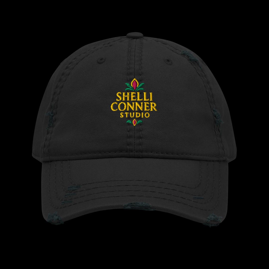 Shelli Conner Studio Embroidered Logo Distressed Dad Hat - Etsy