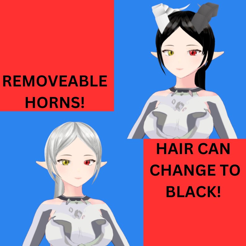Demonic Elf Girl Vtuber - Ready to Use VRM Avatar - Horns & Goth Style ...