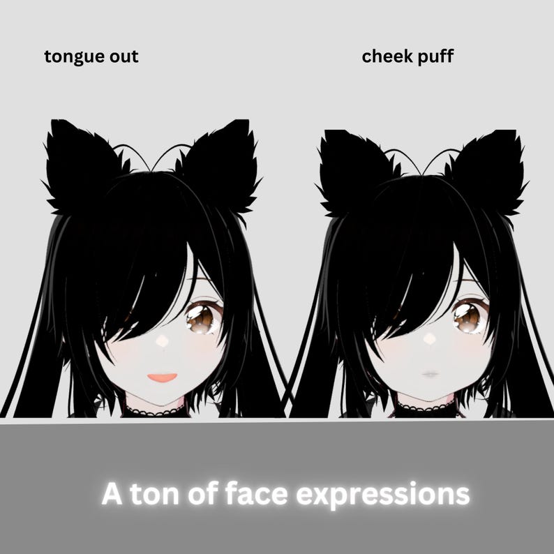 Vtuber Model Black Goth Girl: Ton of Expressions, Including Backrounds ...