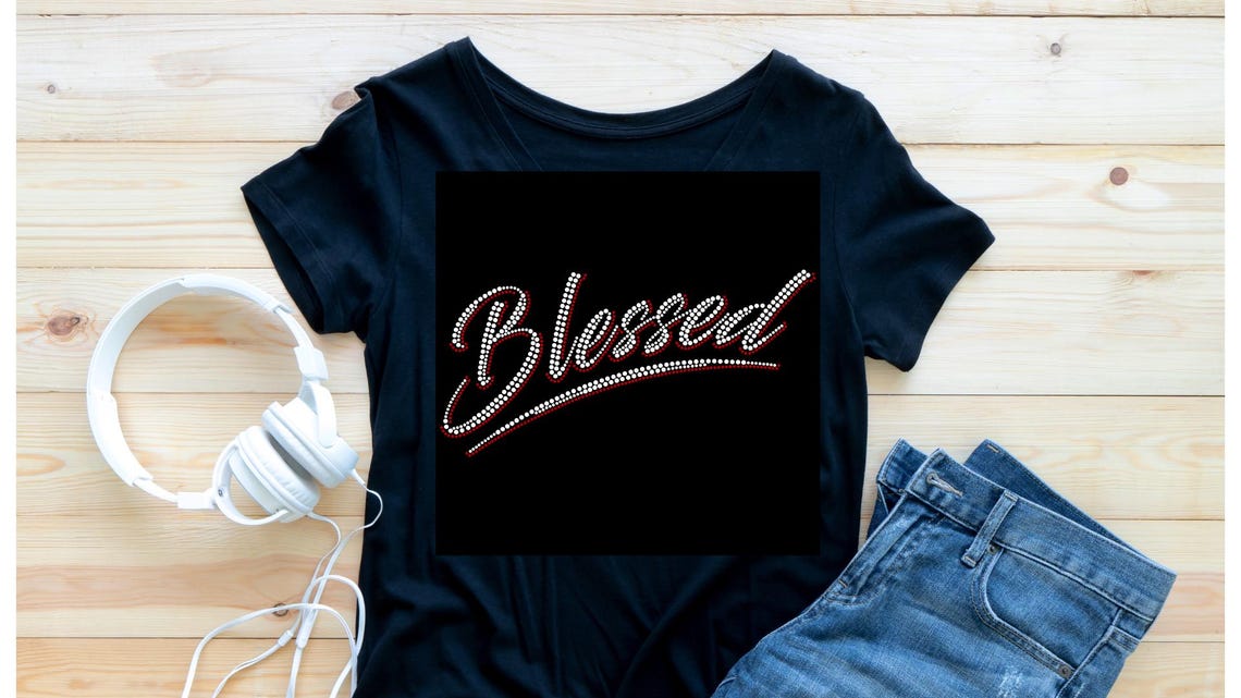 Blessed Rhinestone Template Svg, Png Print Products, Instant Digital ...