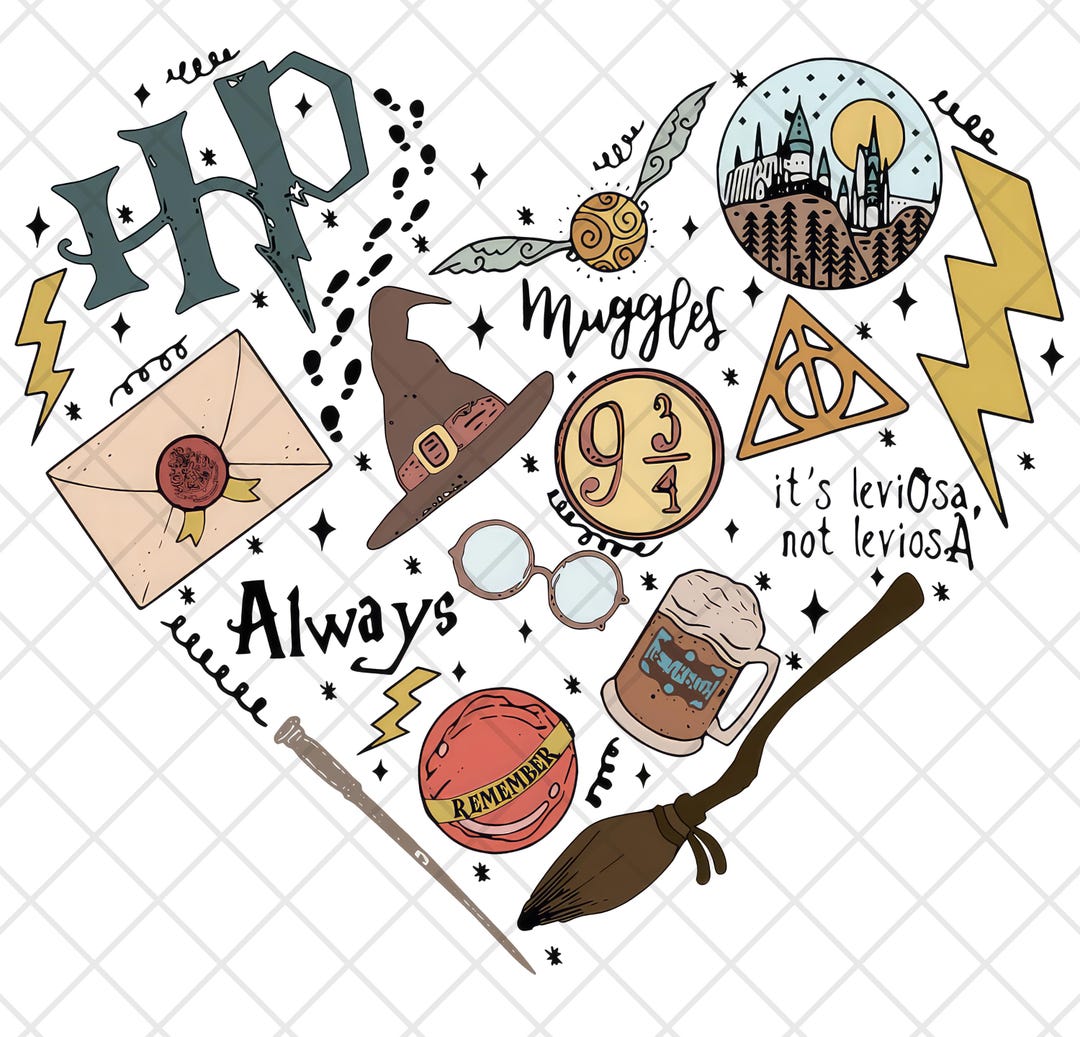 Buy Harry Potter PNG Bundle: Wizarding World Heart Collage (digital ...