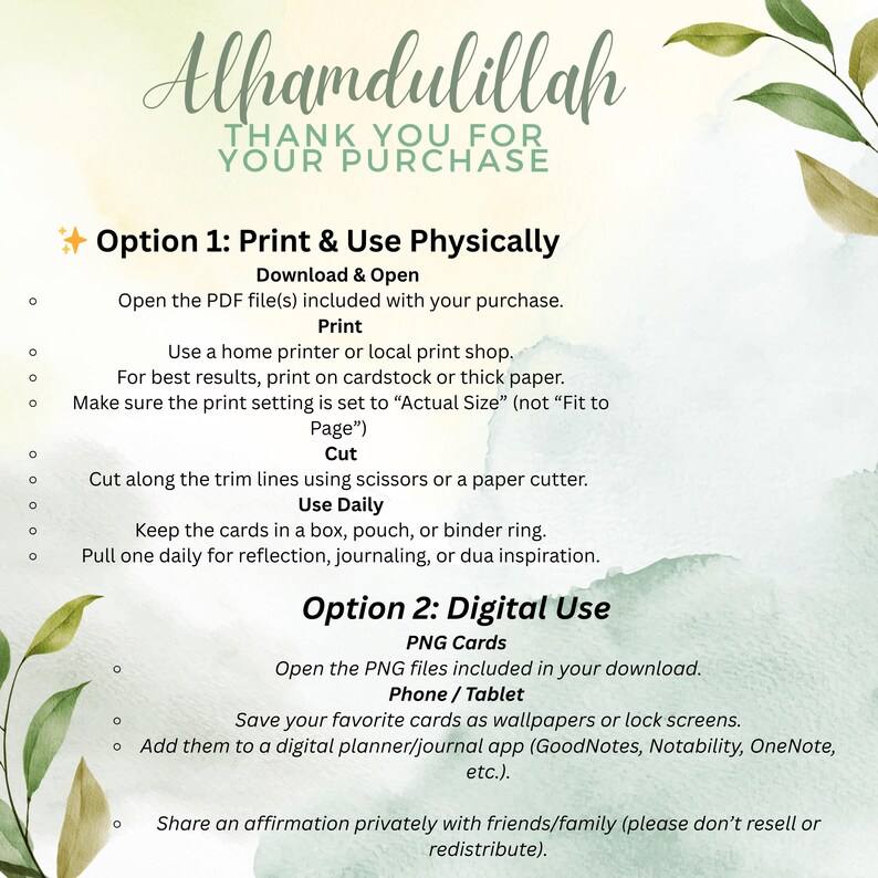 Islamic Affirmation Cards (PDF & PNG) - Etsy