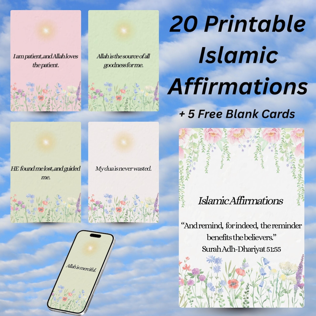 Islamic Affirmation Cards for Muslim Women | Printable Self Love Dua ...