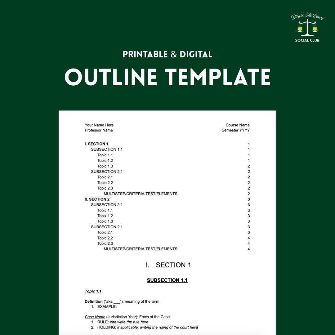 Law School Outline Template - Etsy Canada