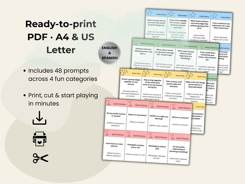 Bilingual Family Conversation Cards (english & Spanish): Family ...