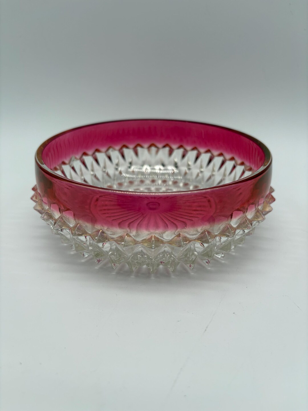 Vintage Indiana Glass "diamond Point" Ruby Flashed 5" Glass Bowl, EUC ...