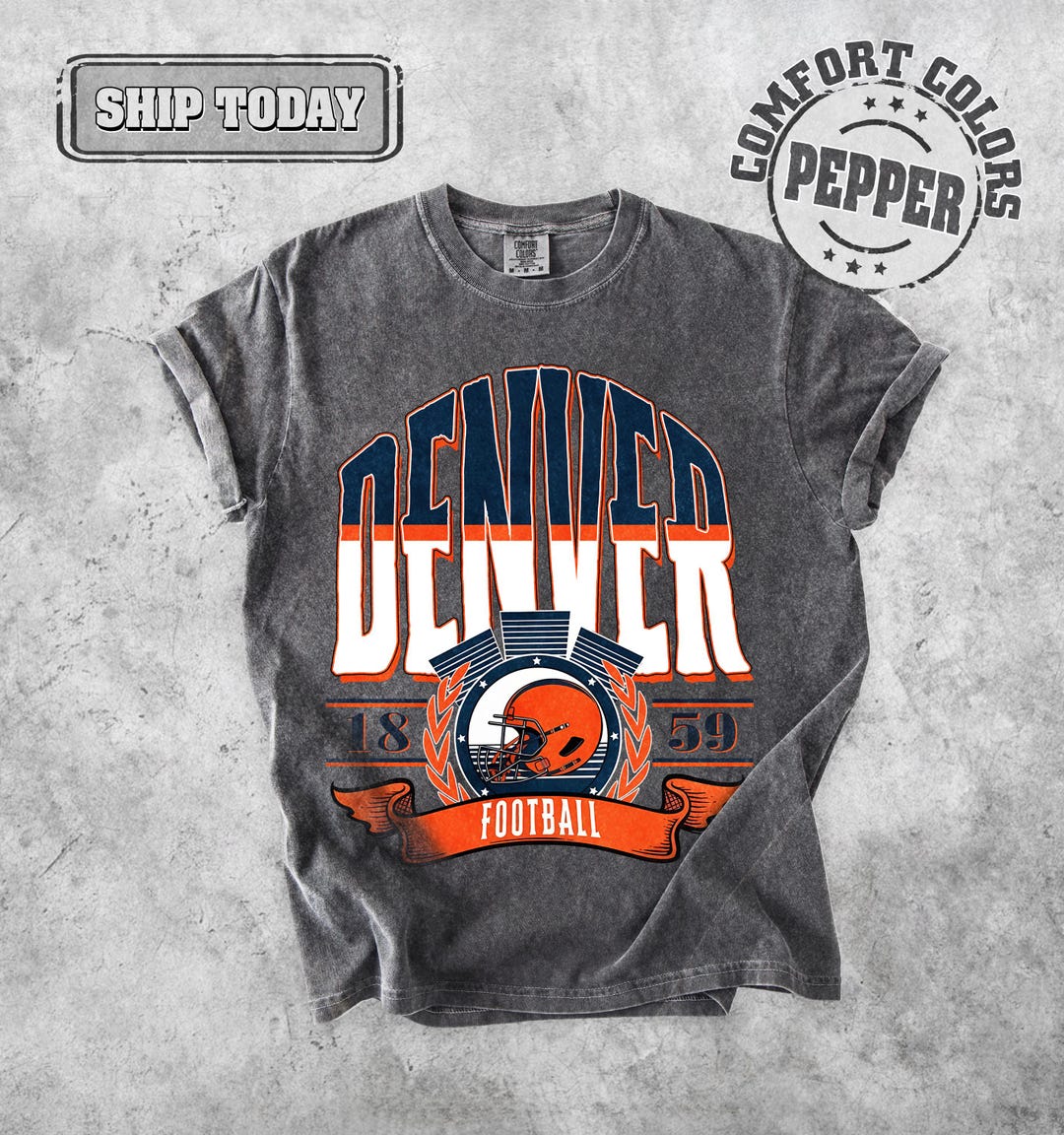 Vintage Denver Football Graphic Tee, Classic Old School Denver Football ...