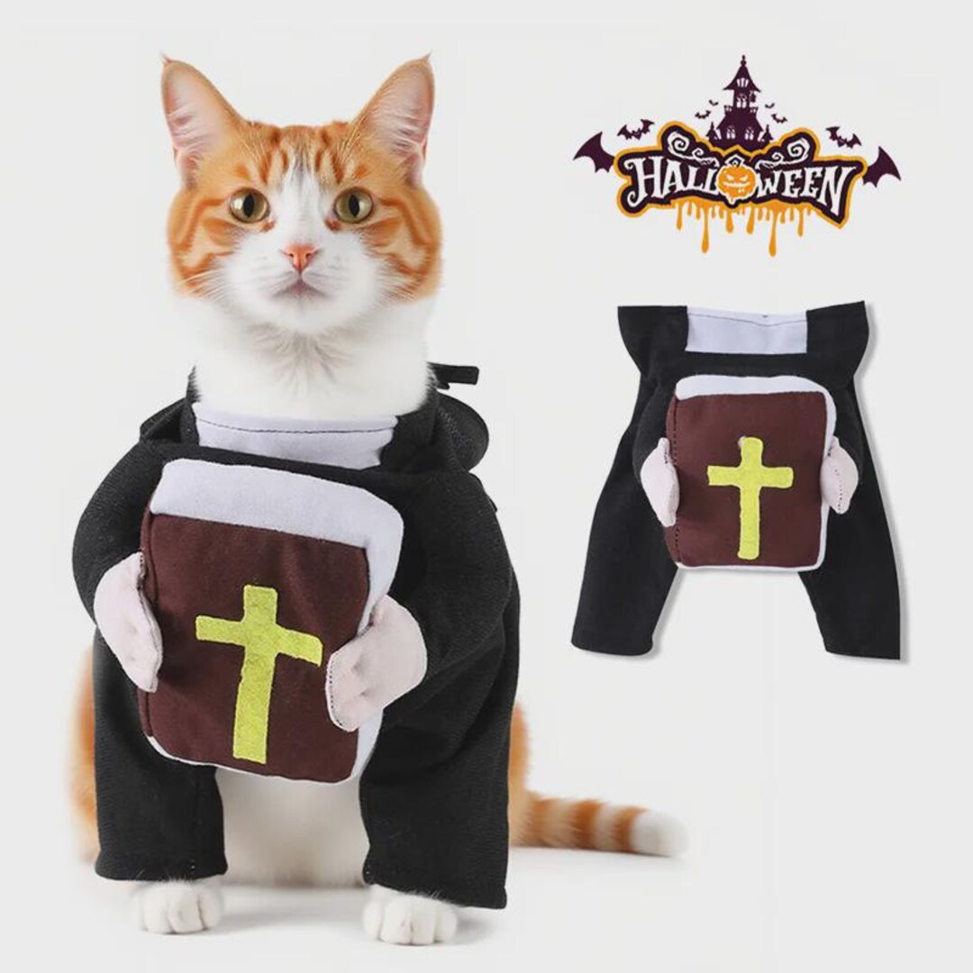 Funny Nun & Priest Costume for Cats Small Dogs – Halloween Pet Cosplay ...
