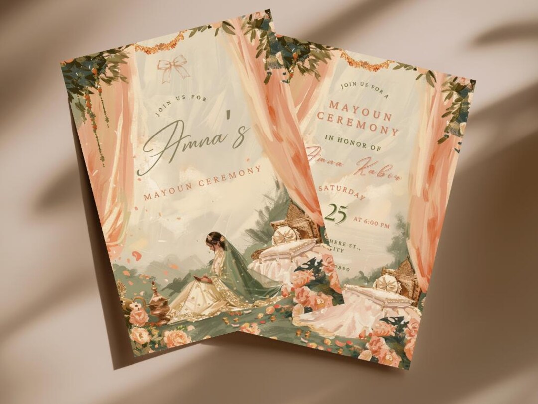 Mayoun Ceremony Invitation South Asian Wedding Invite Editable ...