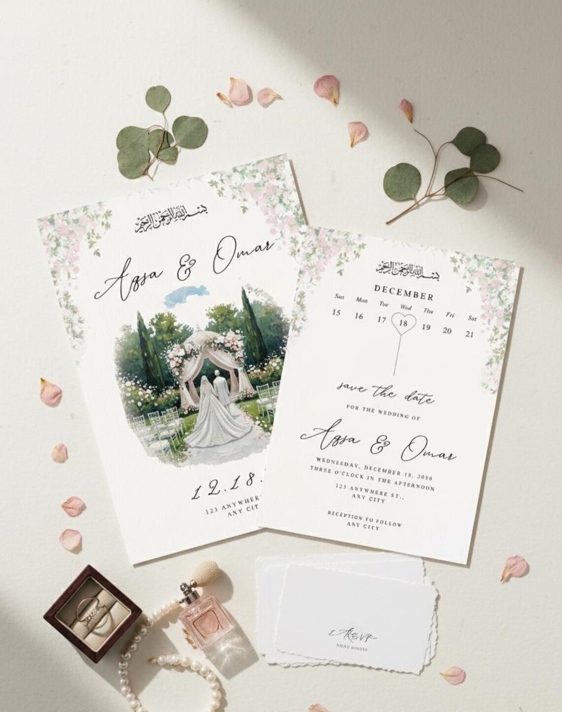 Elegant Nikkah Invitation Template: Islamic Wedding Garden Design ...