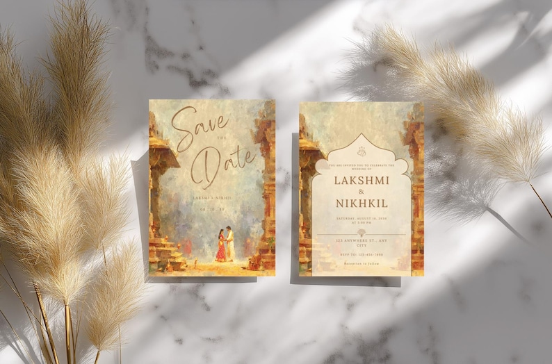 South Indian Temple Wedding Invitation Digital Download | Hindu Wedding ...