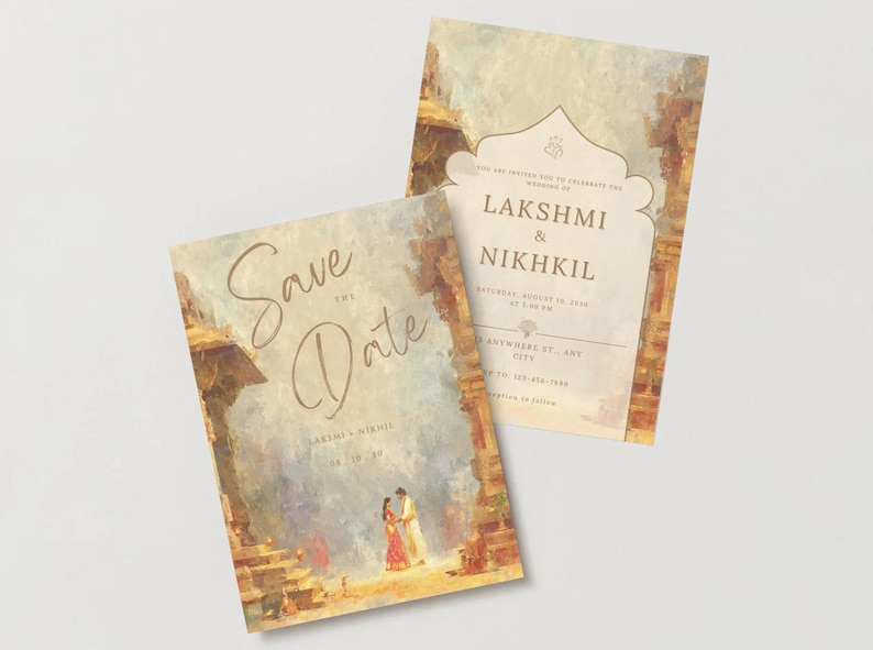 South Indian Temple Wedding Invitation Digital Download | Hindu Wedding ...