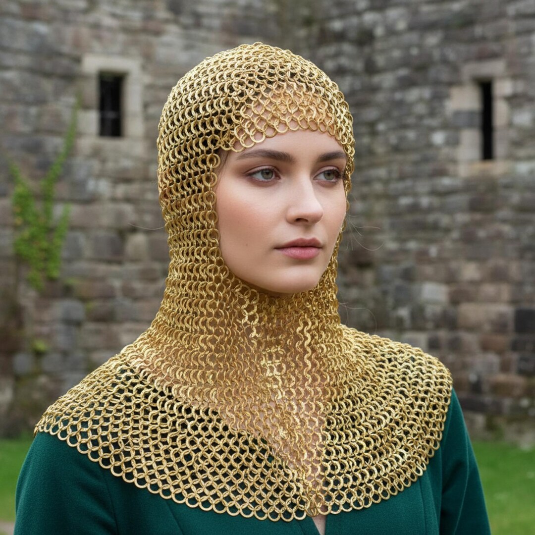 Ren Faire Brass Chainmail Coif – 9mm Flat Riveted With Washer - Etsy