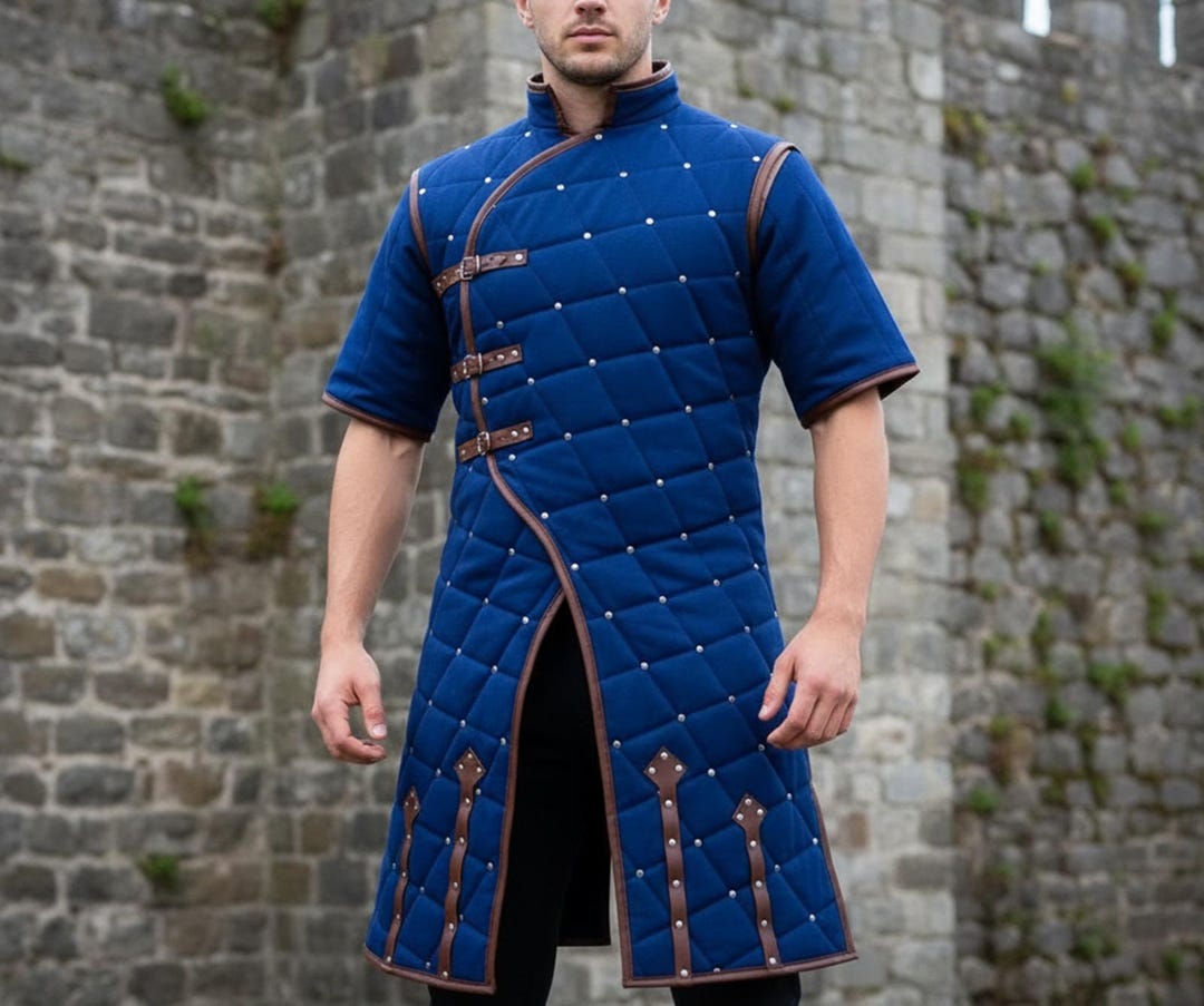 Ren Faire Costume Gambeson With Leather Trim - Etsy
