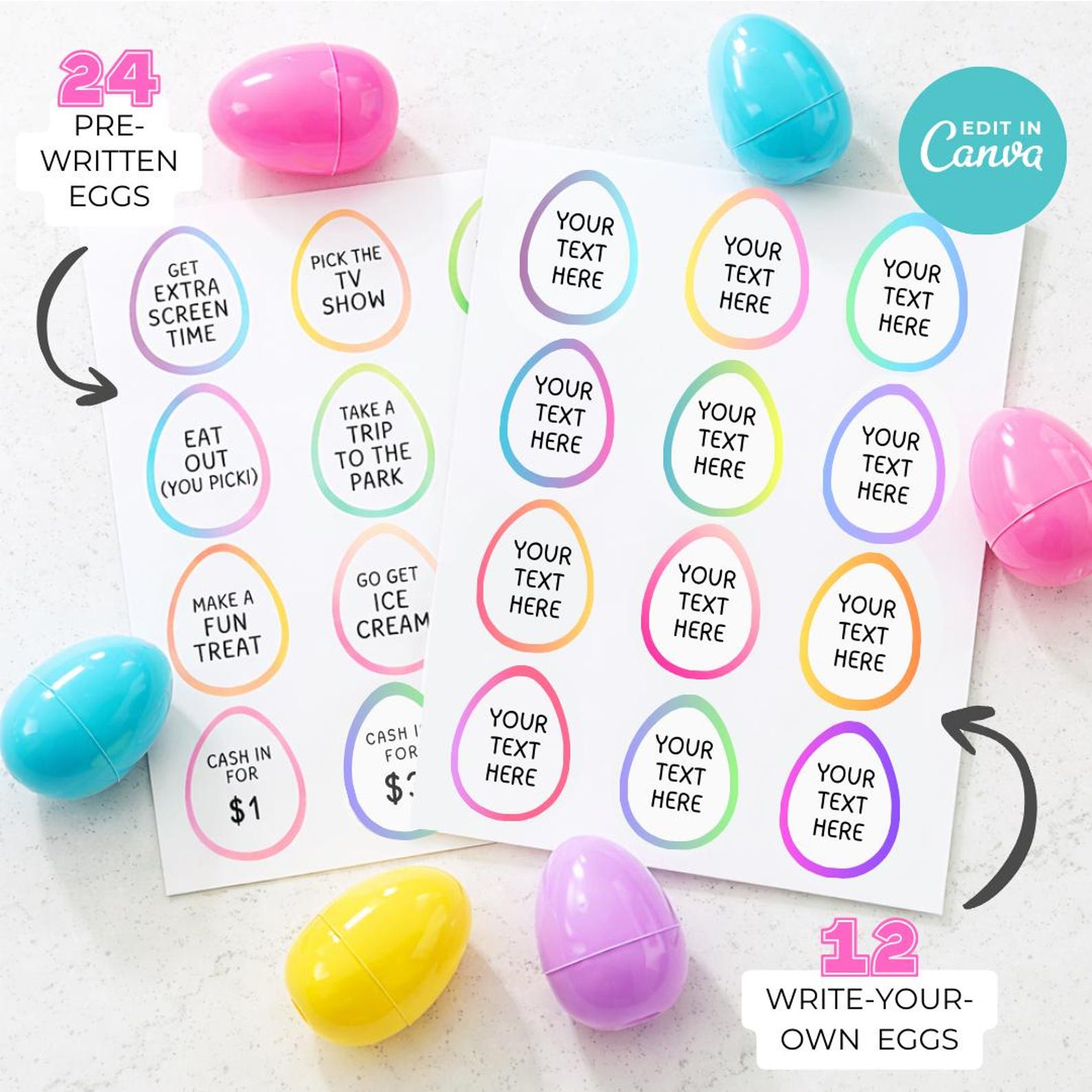 Easter Egg Reward Coupons – Printable Hunt Surprise Tokens (digital ...