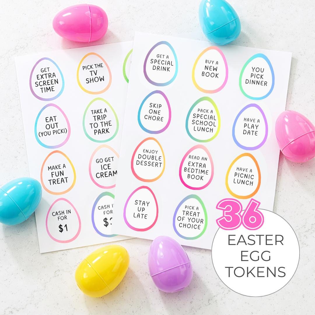 Easter Egg Reward Coupons – Printable Hunt Surprise Tokens (digital ...