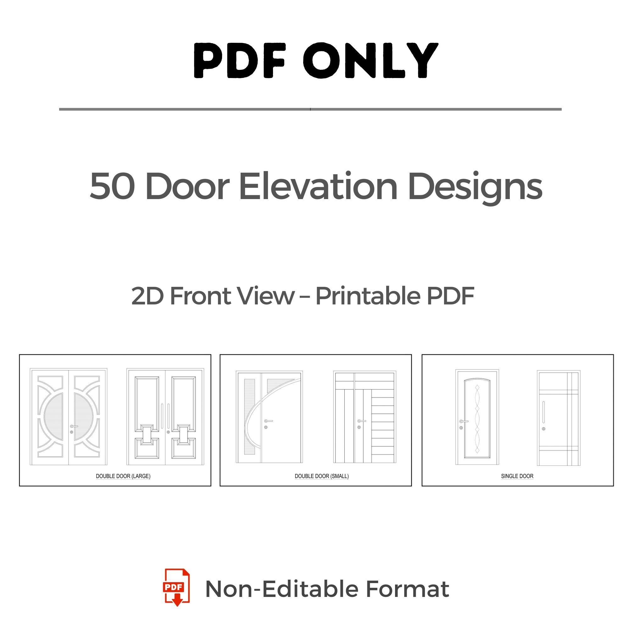 50 Door Elevation Designs – 2D Front View Printable (PDF Only) - Etsy