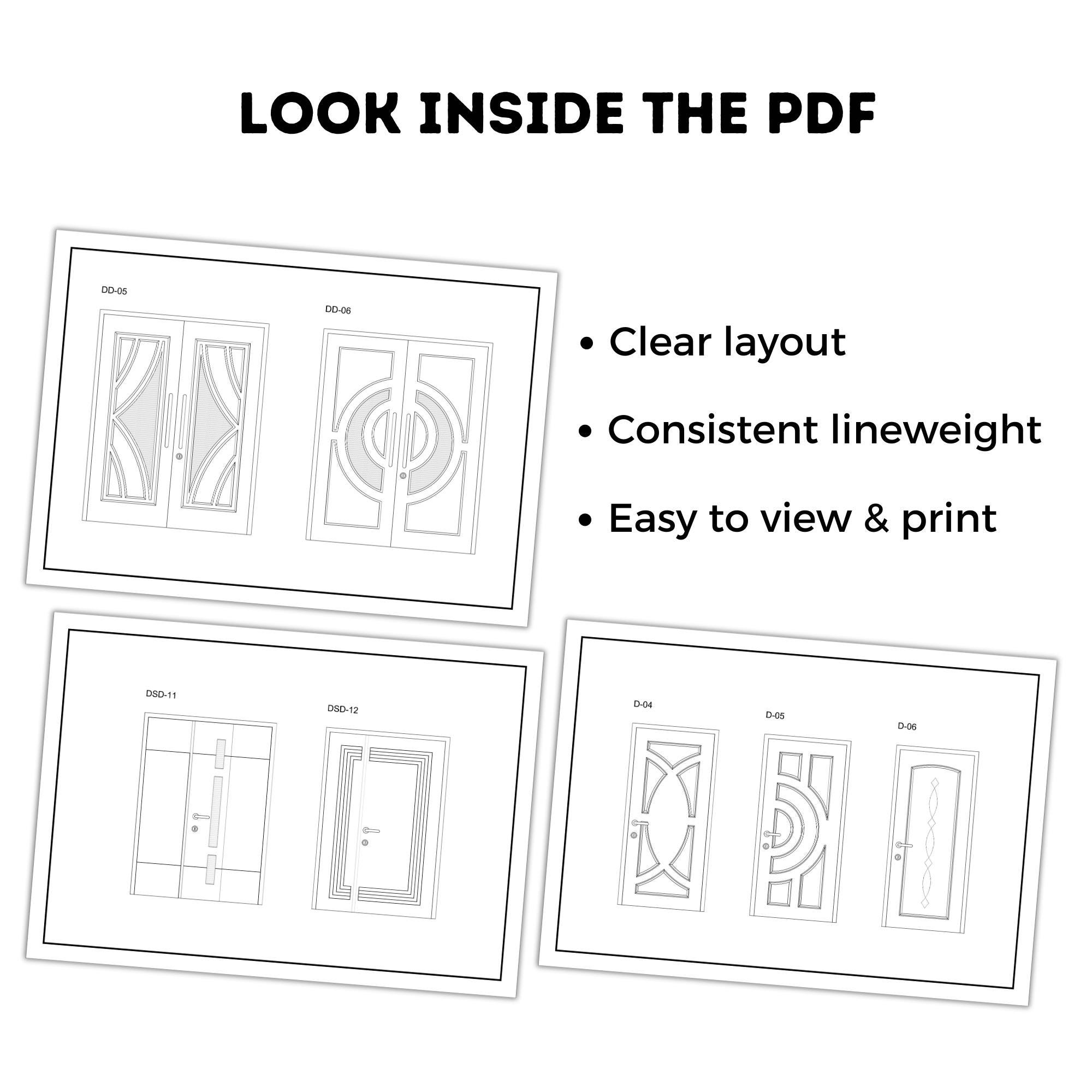 50 Door Elevation Designs – 2D Front View Printable (PDF Only) - Etsy