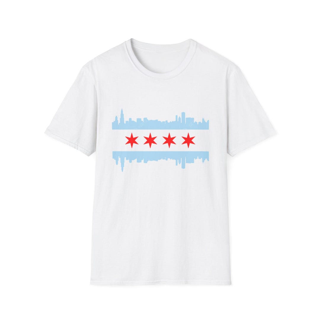 Chicago Skyline With Four Red Stars T-shirt | City Flag Inspired Tee - Etsy