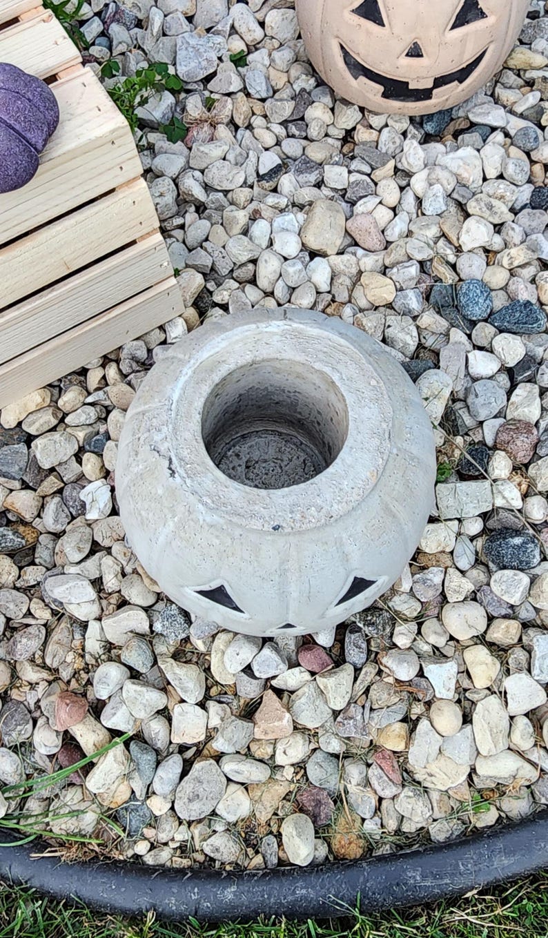 Cement Pumpkin Tiki Torch - Planter - Etsy