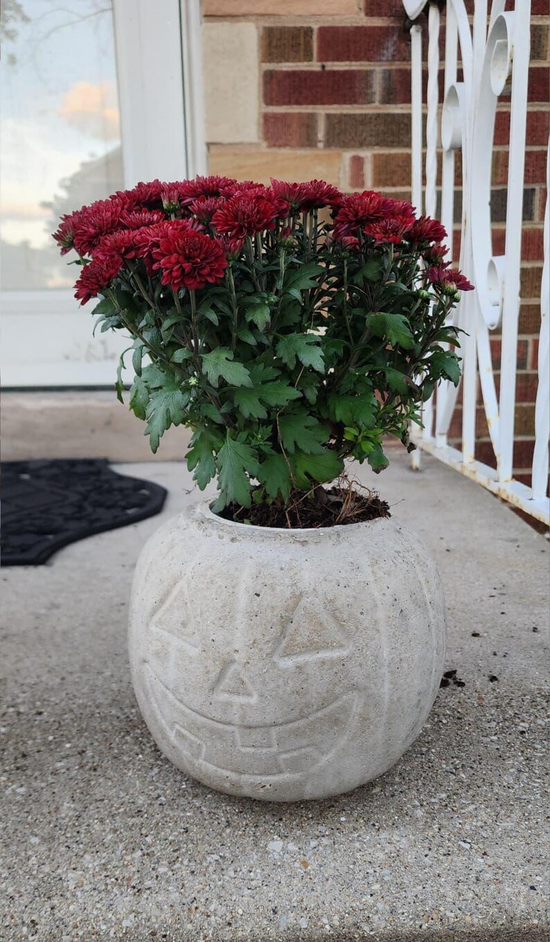 Cement Pumpkin Tiki Torch - Planter - Etsy