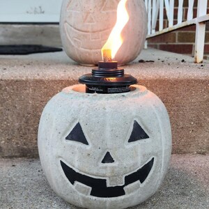 Cement Pumpkin Tiki Torch - Planter - Etsy