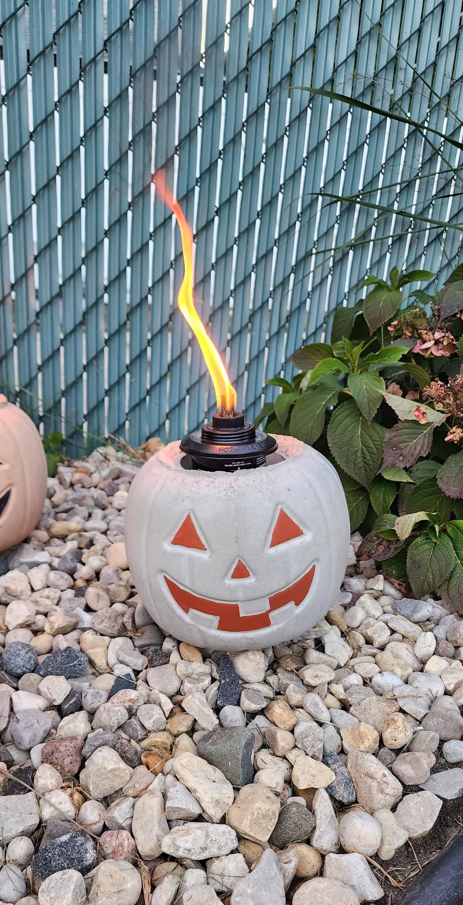 Cement Pumpkin Tiki Torch - Planter - Etsy