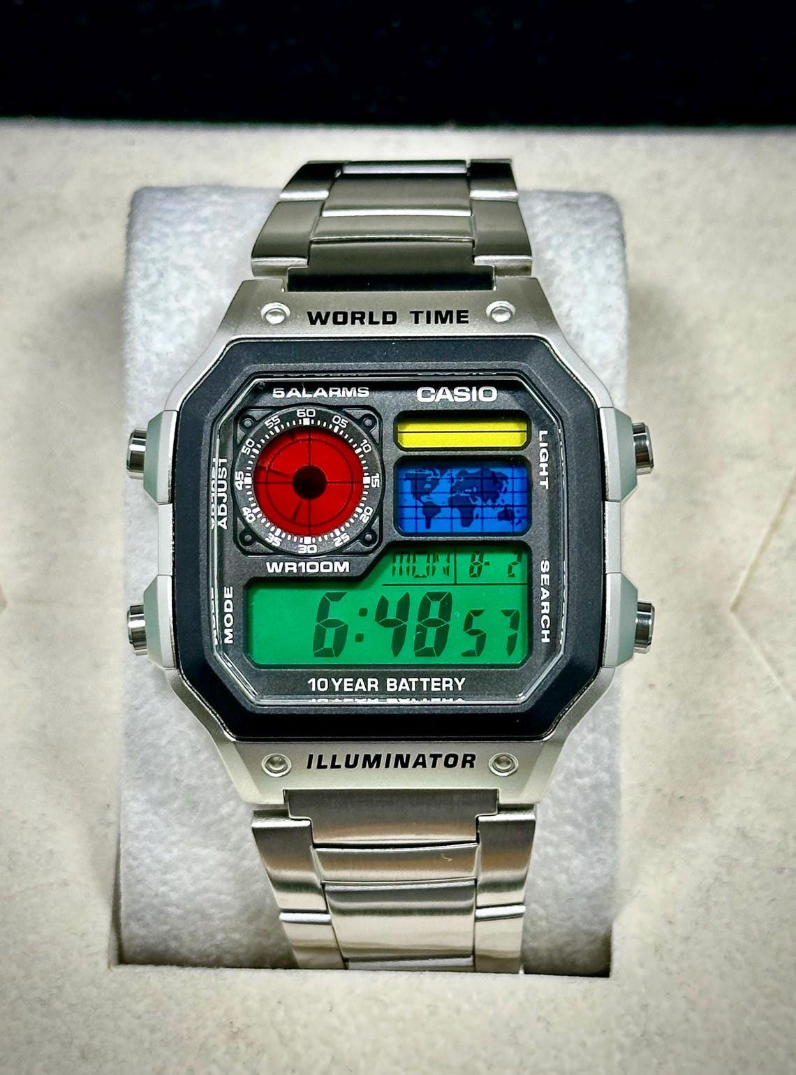 Multicolor- Casio Royale (AE1200) Custom Digital World Time Watch Mod ...
