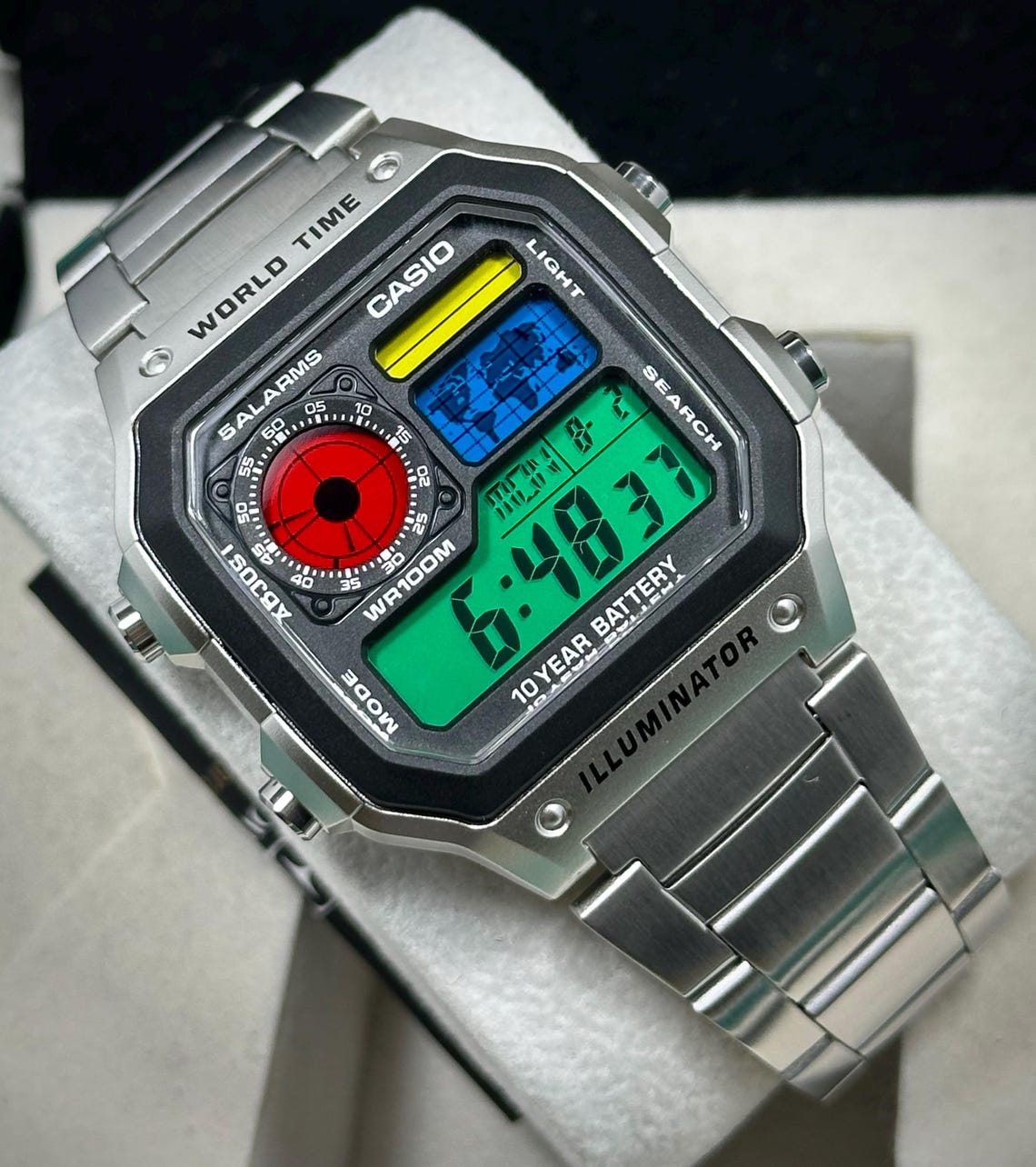 Multicolor- Casio Royale (AE1200) Custom Digital World Time Watch Mod ...
