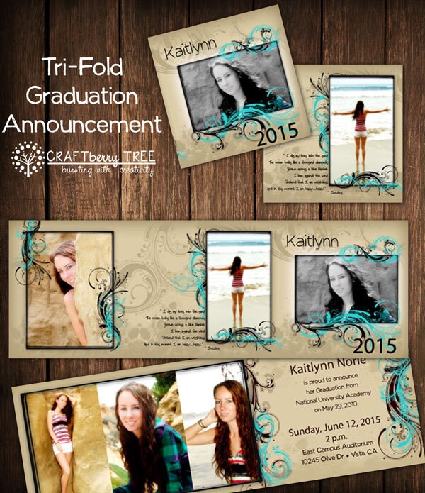 Quarter Fold Graduation Invitations