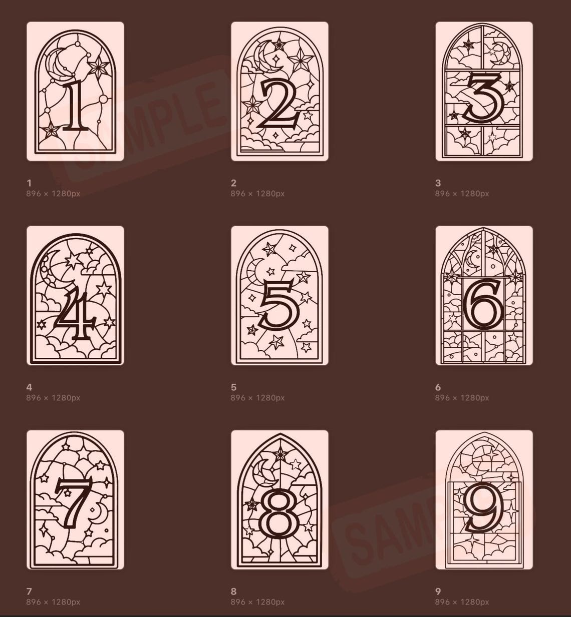 Stained Glass Table Numbers Printable – 16 Wedding Table Signs ...