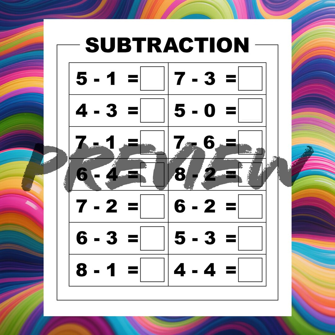 10 Printable Subtraction Worksheets (numbers 1–10) – Math Practice for ...