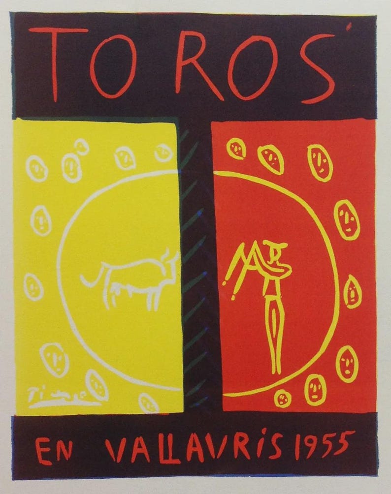 Picasso Lithograph 74 Toros En Vallaris Art in Posters - Etsy