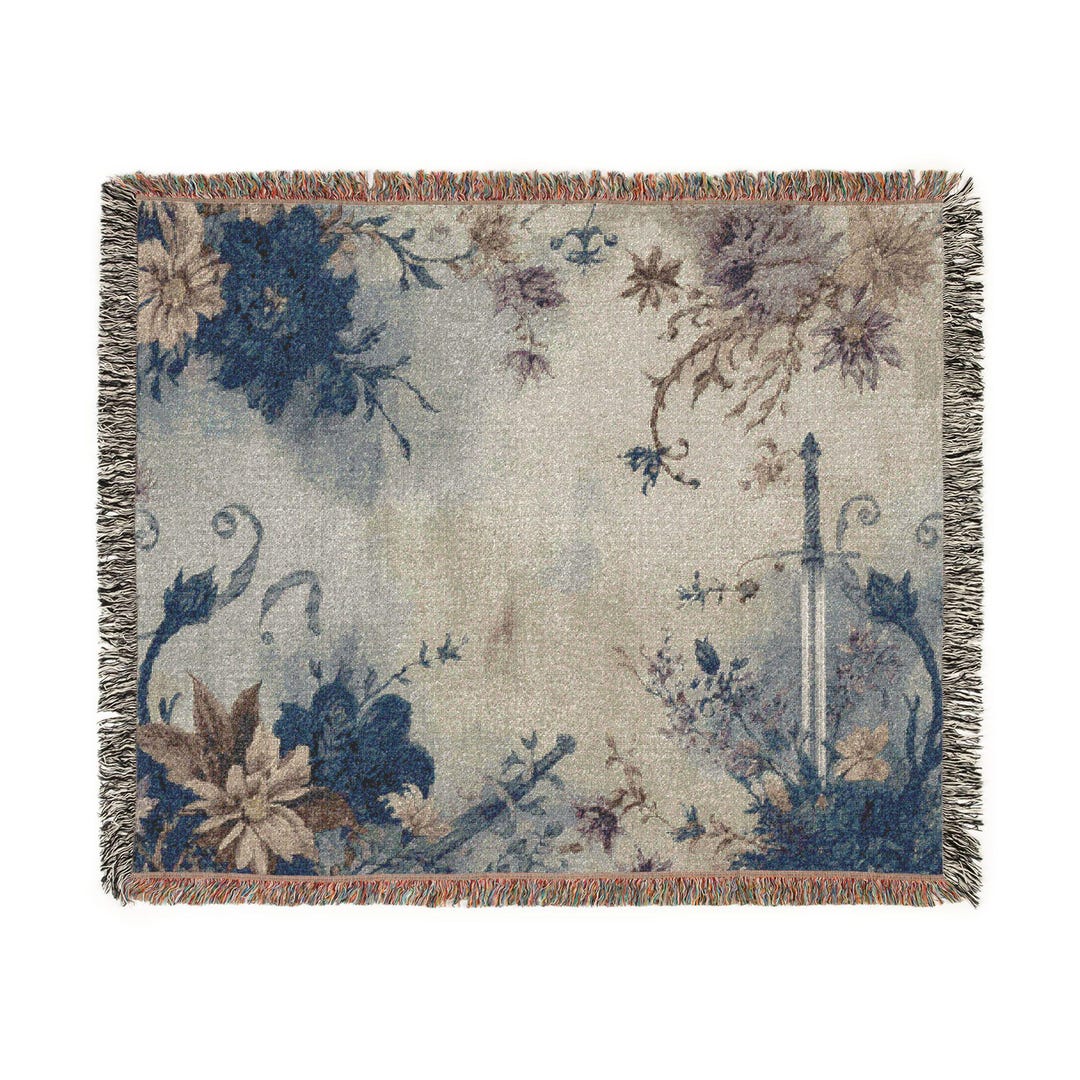 Medieval Tapestry Blanket | Castlecore Heraldic Throw, Fringed Cotton ...