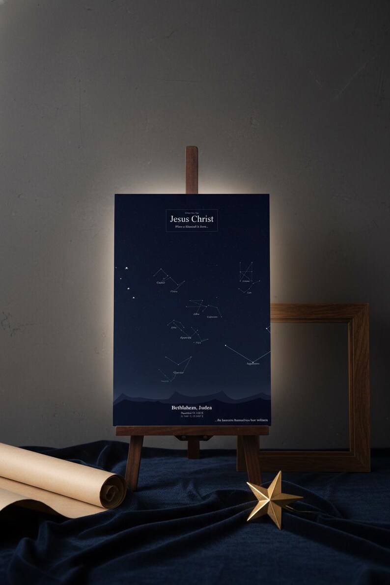 Bethlehem Star Map Print | Christian Nativity Scene (digital Download ...