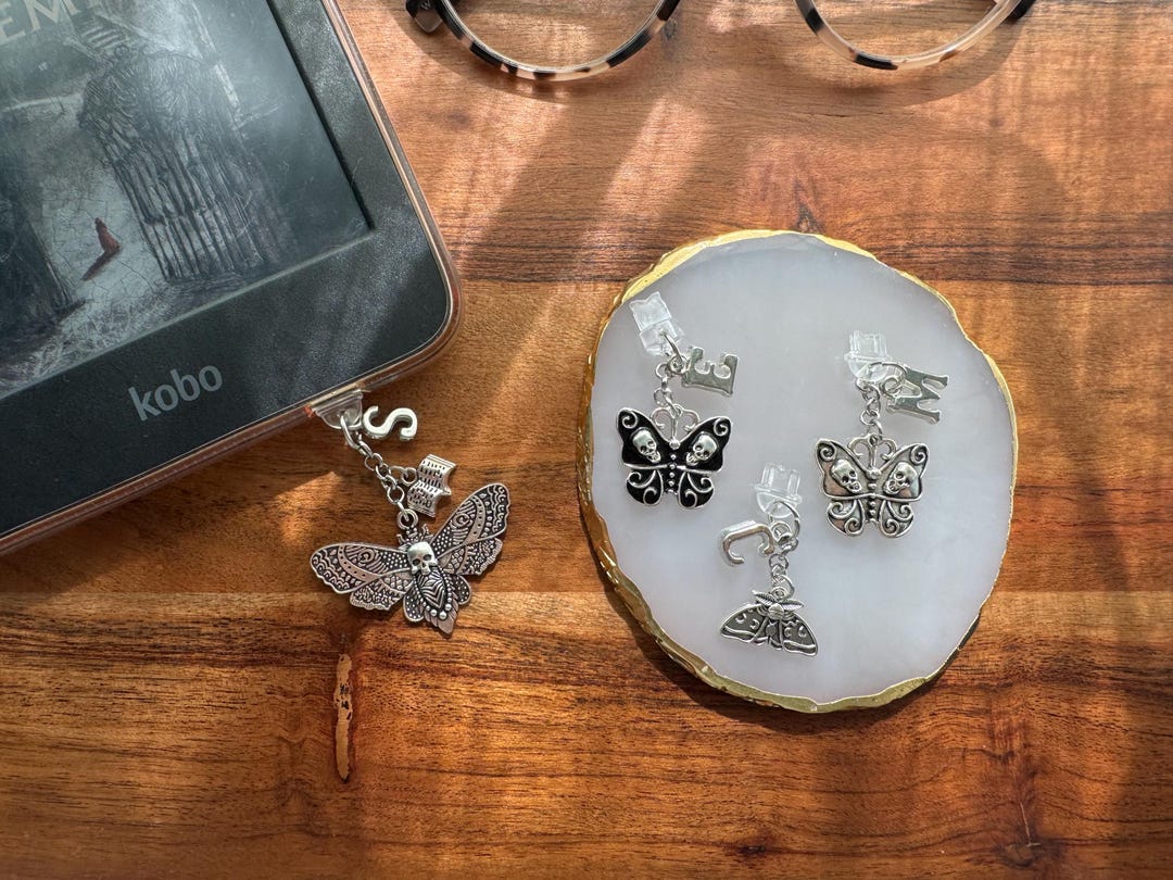 Gothic Moth & Butterfly Dust Plug - Charm With Custom Initial ...