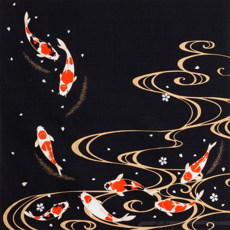 TWO Furoshiki Japanese Traditional Cotton Cloth 50cmx50cm Carp(nisiki ...